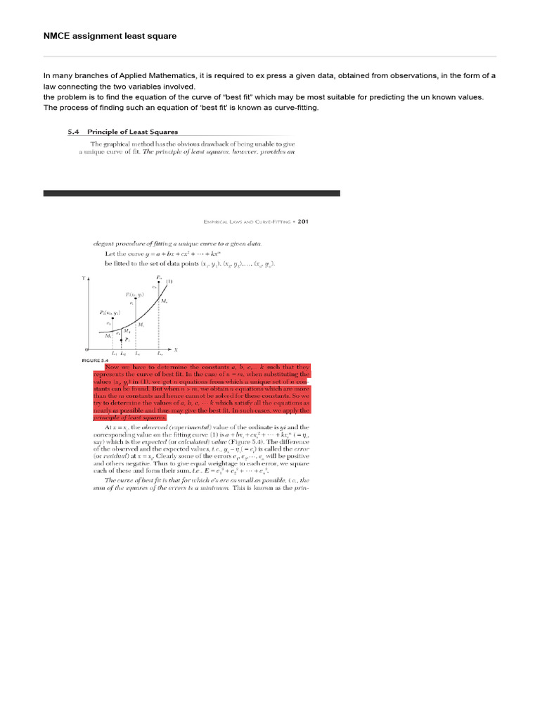 NMCE Assignment Least Square | PDF