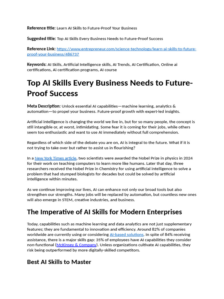 Learn AI Skills to Future-Proof Your Business | PDF | Artificial ...