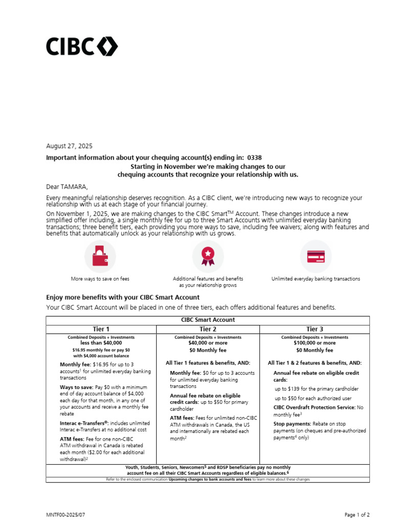 Product and Fee Change Notice | PDF | Credit Card | Overdraft