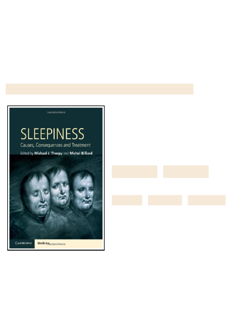 Sleepiness Causes Consequences and Treatment 1st Edition Michael J ...