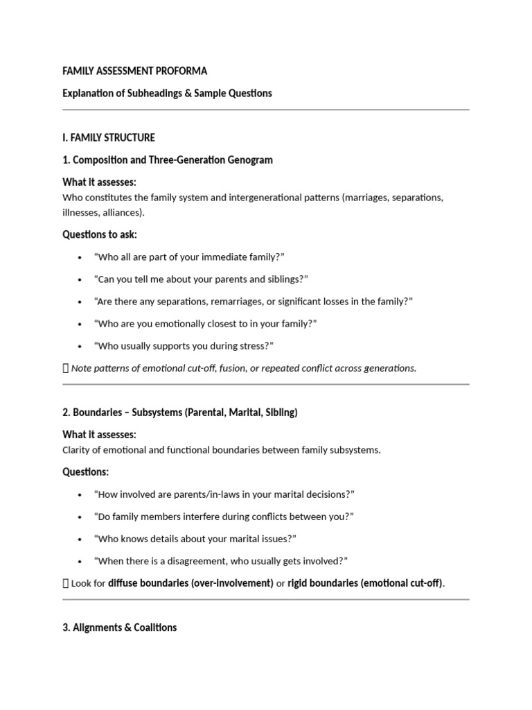 Family Assessment Proforma | PDF | Communication | Decision Making