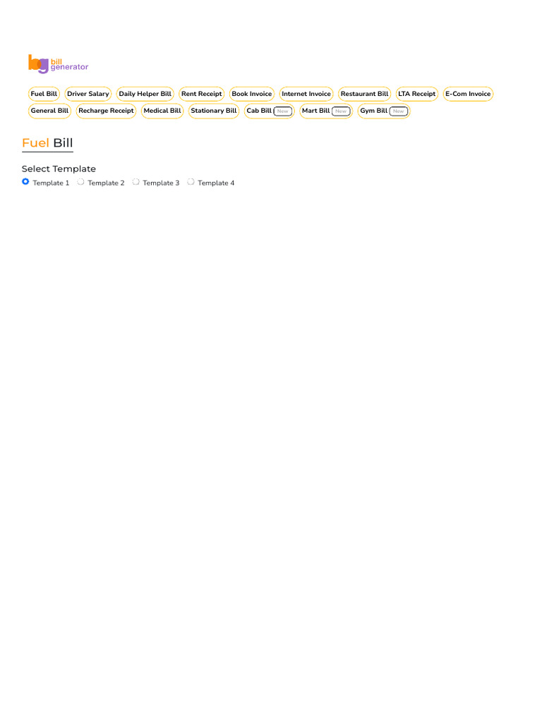Fuel Bill Generation Template | PDF | Receipt | Filling Station