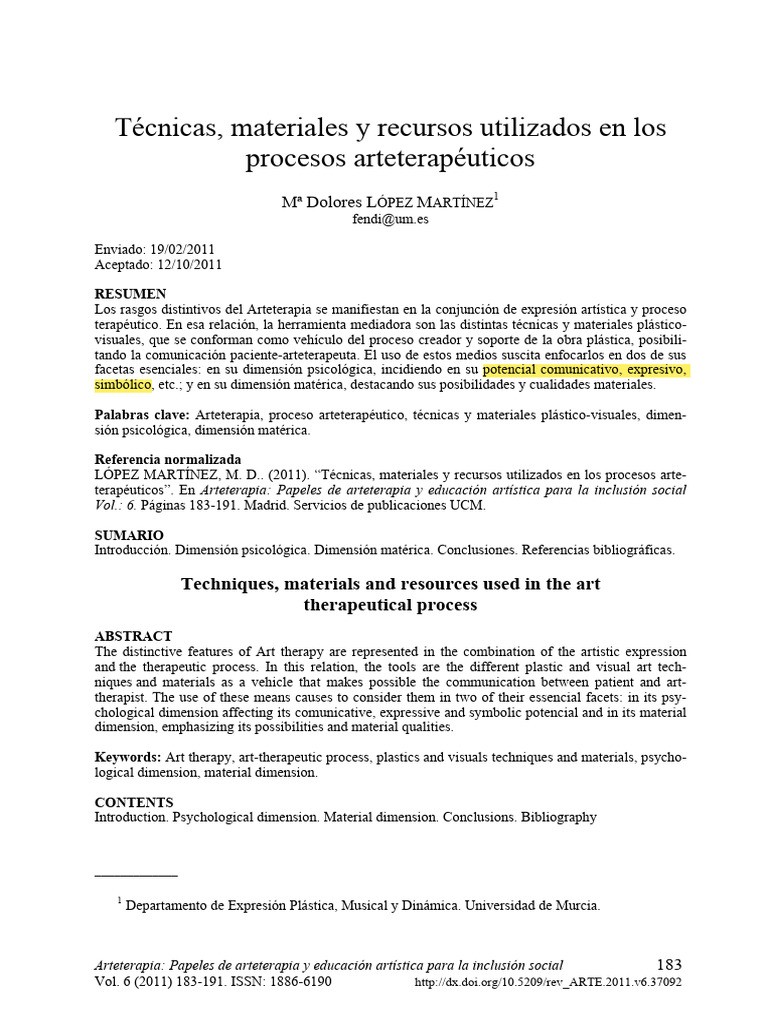 TÉCNICAS_MATERIALES_Y_RECURSOST | PDF | Lápiz | Terapia artística