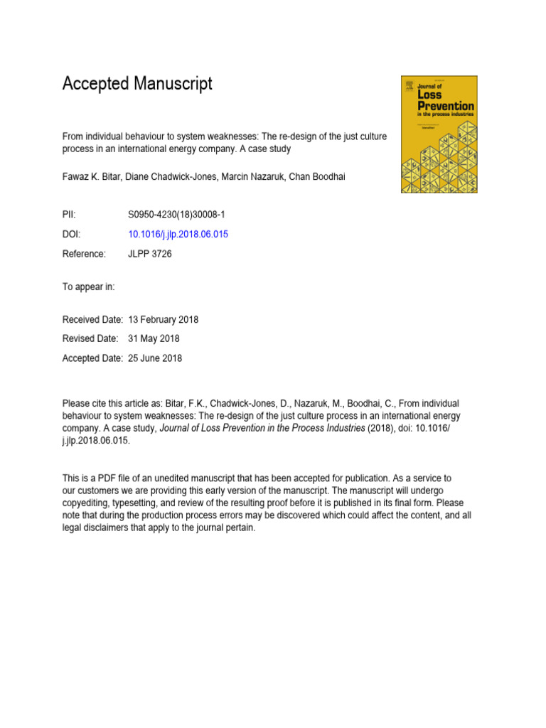 Redesigning Just Culture in Energy Sector | PDF