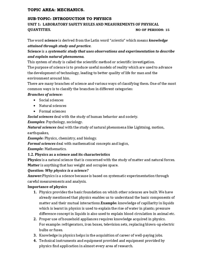 Syllabus of Ph s1 2020 | PDF | Force | Acceleration