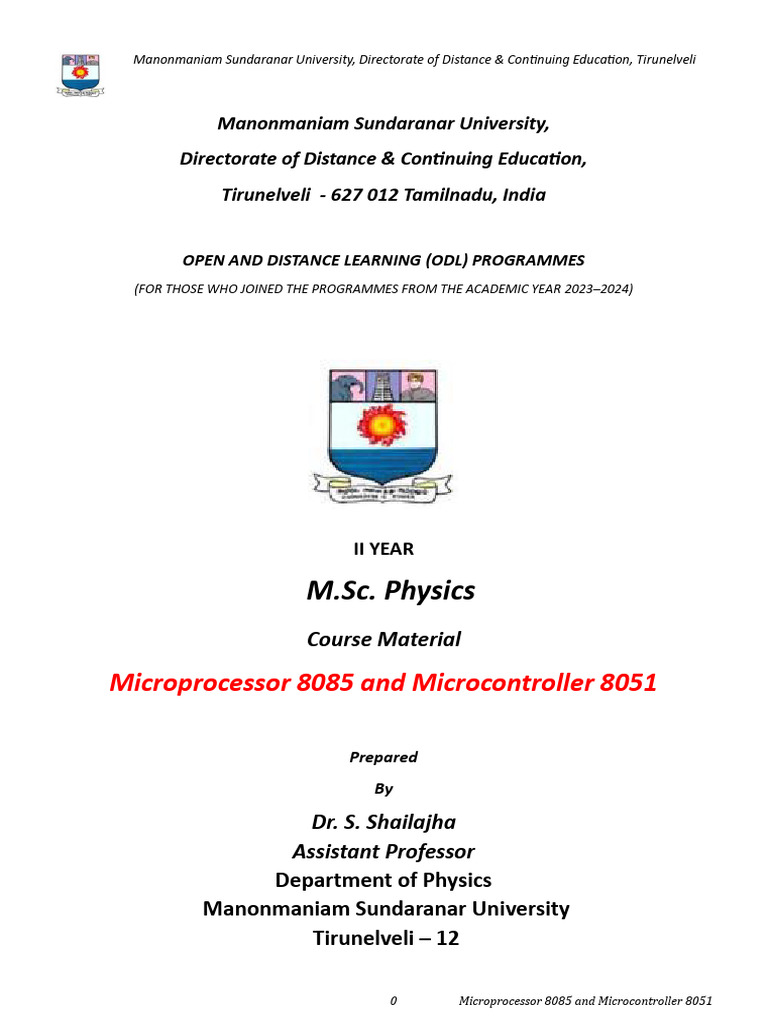 Sem Microprocessor 8085 and Microcontroller 8051 | PDF | Central Processing Unit | Input/Output