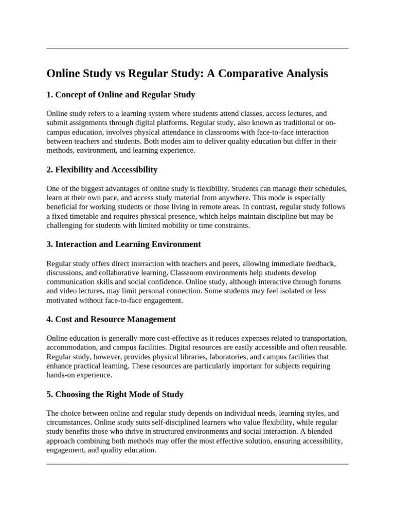 Online vs Regular Study: Key Differences | PDF