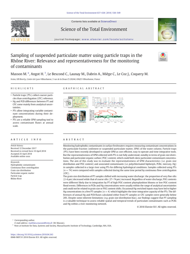 Sampling of Suspended Particulate Matter Using Particle Tr 2018 Science ...