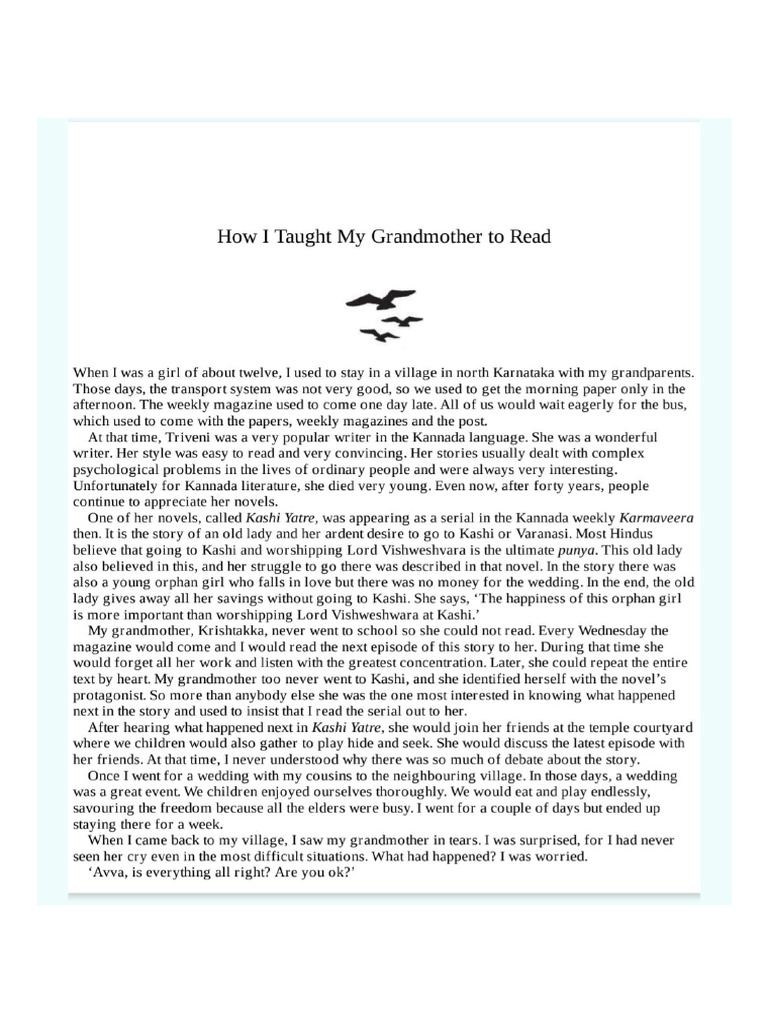 How I Taught My Grandmother To Read | PDF