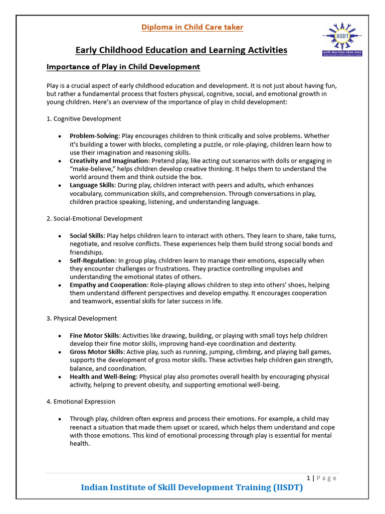 Early Childhood Education and Learning Activities | PDF | Learning | Toys
