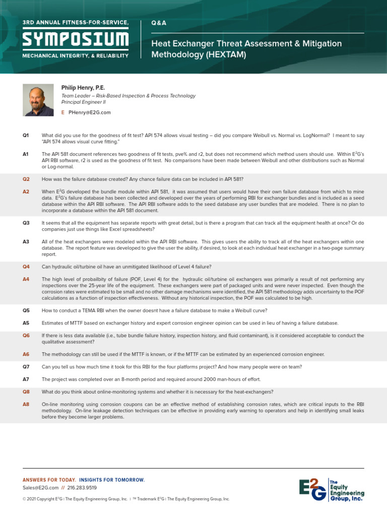 E2G - Heat Exchanger Threat Assessment Methodology-QA_FFS Symp_2021 ...