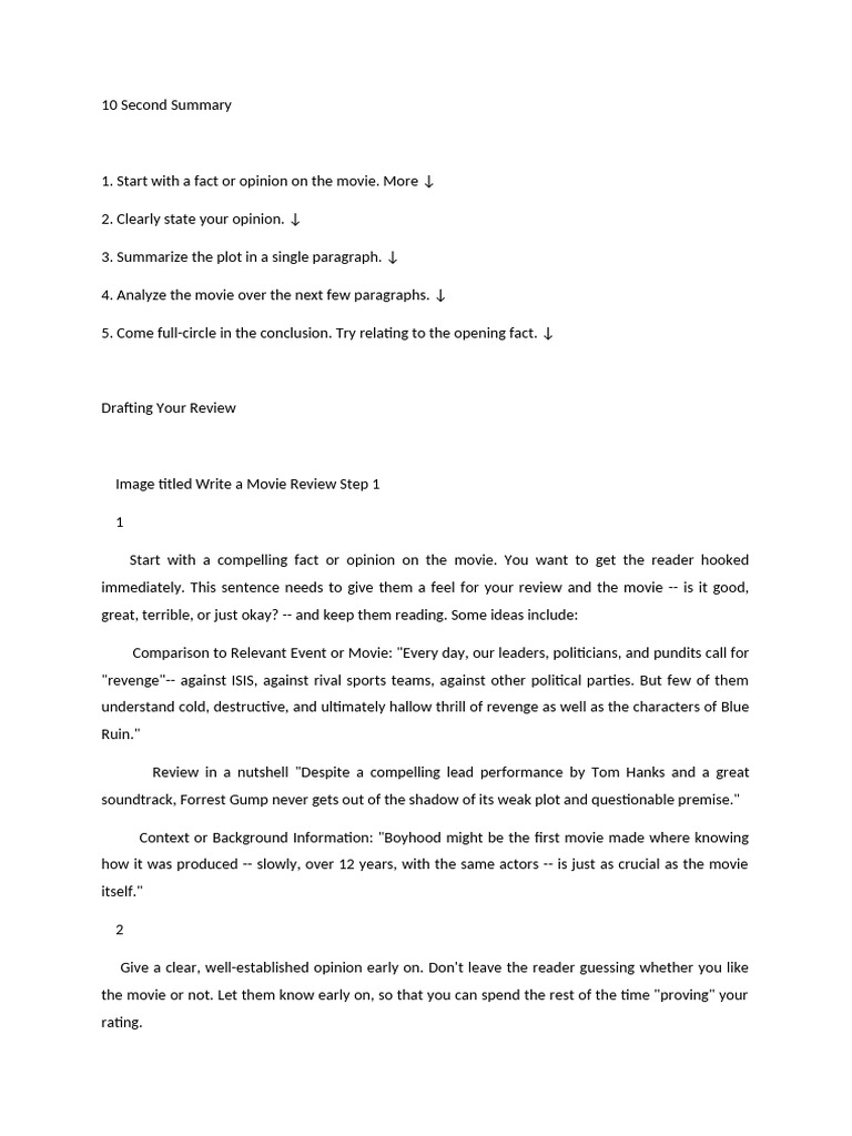 How to Write a Movie Review Guide | PDF | Cinematography | Proofreading