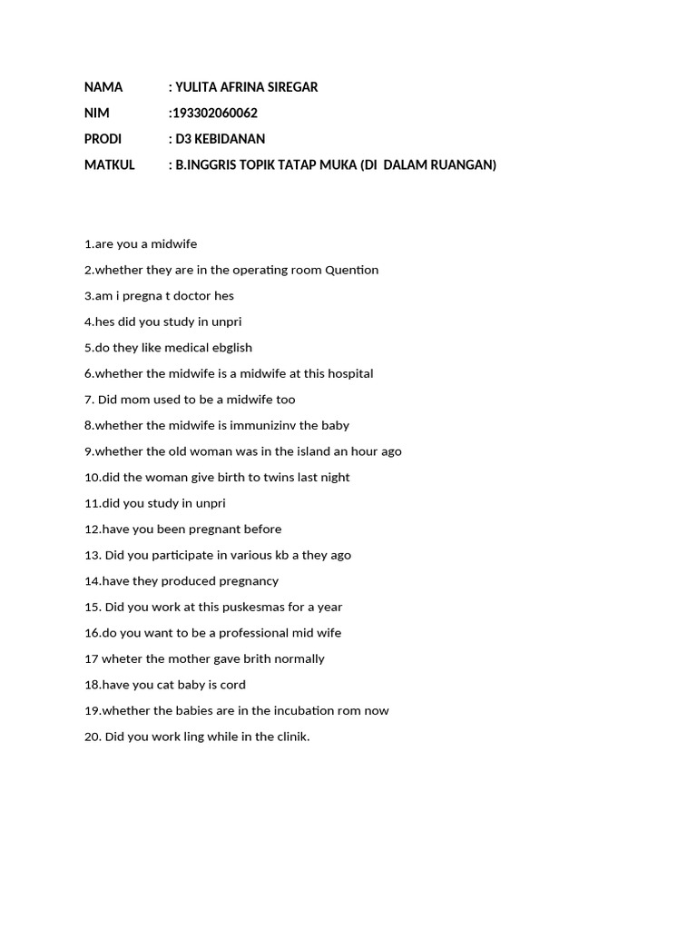 Midwifery Interview Questions Guide | PDF