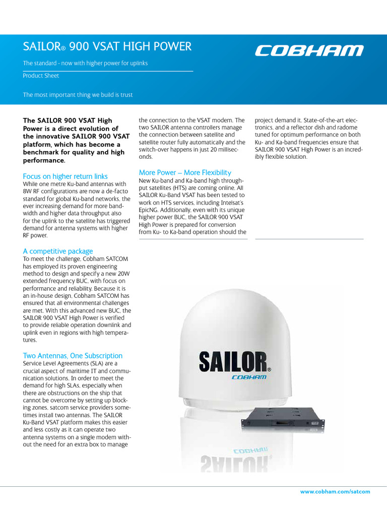 sailor-900-vsat-high-power-product-sheet | PDF | Very Small Aperture ...