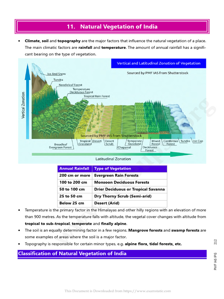Natural Vegetation of India Explained | PDF | Forests | Rainforest
