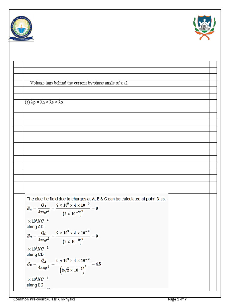 Class Xii Physics Ms a24s 08 Jan 2025 | PDF | Inductor | Electromagnetism