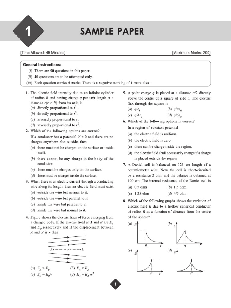 Cbse Cl12 Ead Physics Cuet Sample Papers | PDF