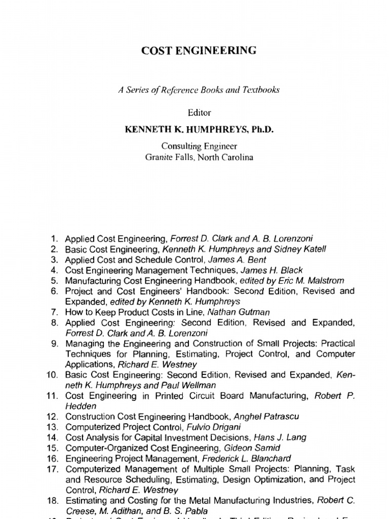 Cost Engineering Handbook Overview | PDF