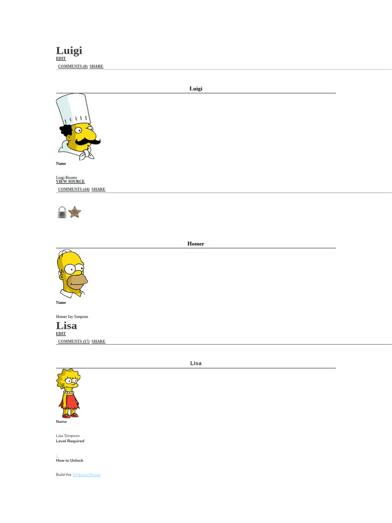 The Simpsons Tapped Out Character Guide | PDF