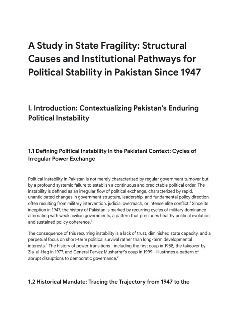 Pakistan's Political Instability and Solutions | PDF | Failed State ...
