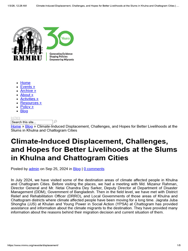 Climate-Induced Displacement, Challenges, And Hopes for Better ...