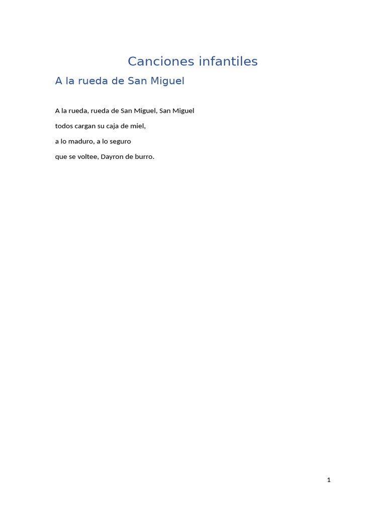Canciones Infantiles Tradicionales | PDF