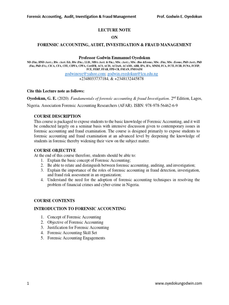 Forensic Accounting and Fraud Management | PDF | Audit | Accounting