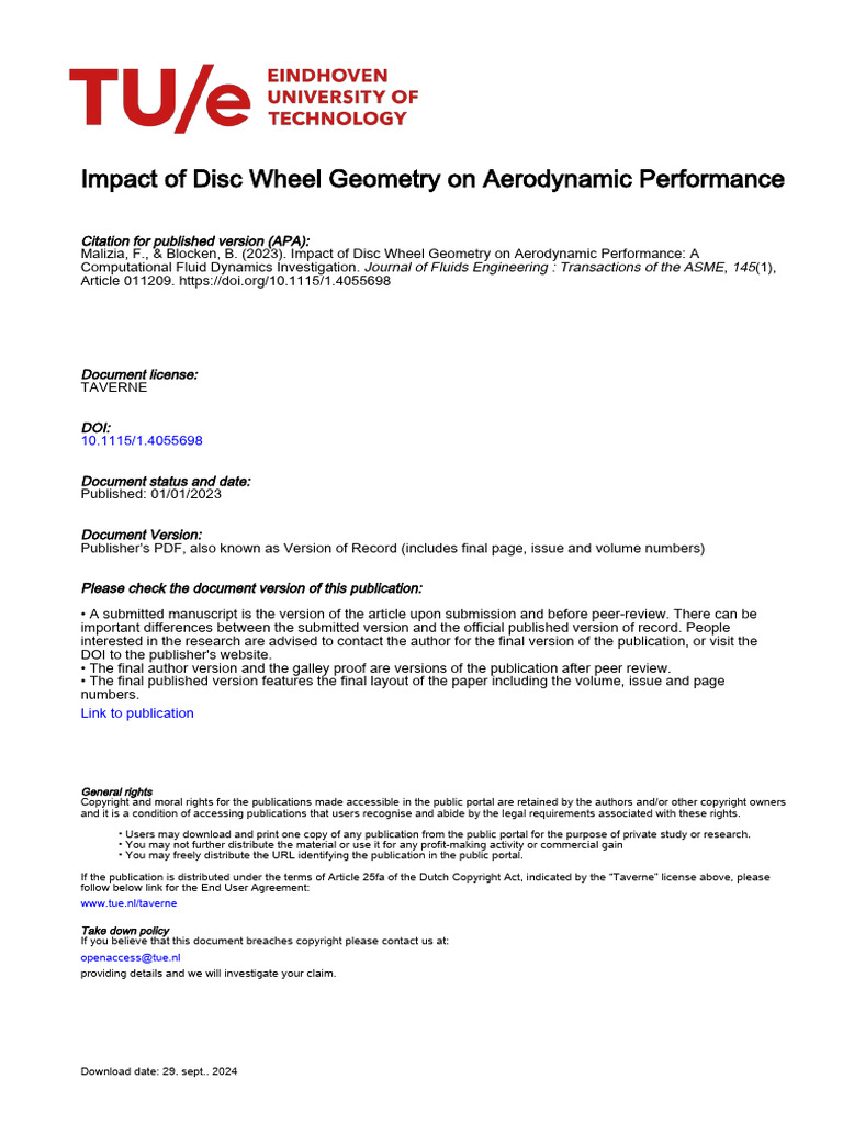 Disc Wheel Geometry and Aerodynamics | PDF | Airfoil | Drag (Physics)