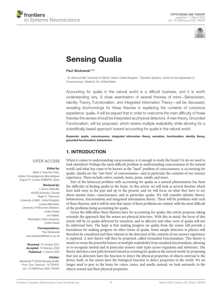 Grounded Functionalism and Qualia Explained | PDF | Qualia | Consciousness