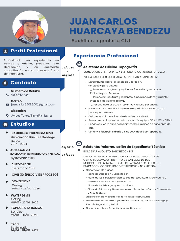 CV - Huarcaya Bendezu Juan Carlos Año 2025 | PDF | Información