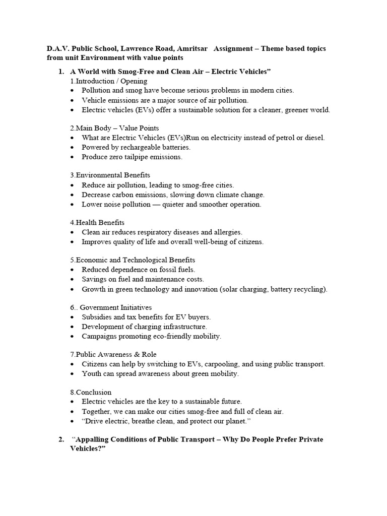 Theme Based Topics From Unit Environment | PDF | Electric Vehicle ...