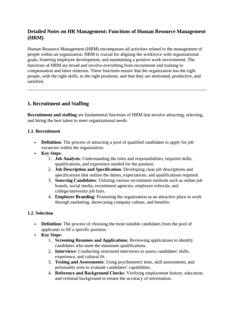 Functions of HRM | PDF | Recruitment | Human Resource Management