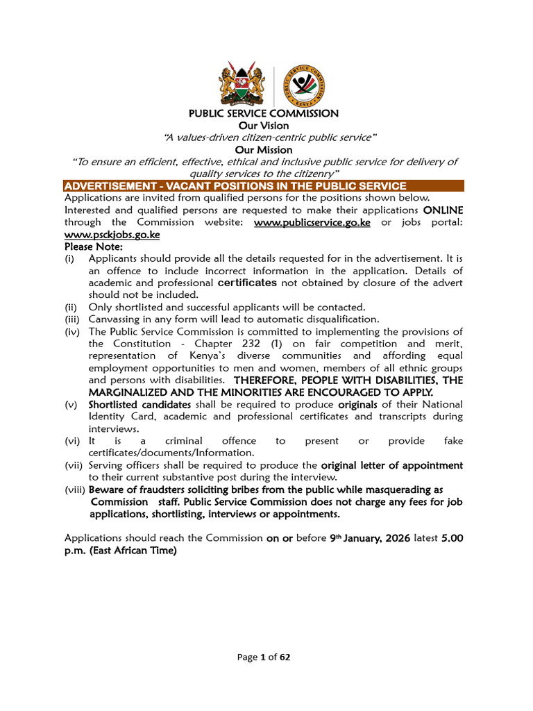VACANT POSITIONS IN THE PUBLICSERVICE DECEMBER 2025 | PDF | Vocational Education | Meteorology