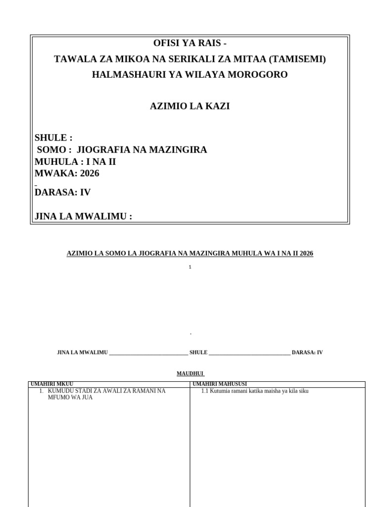 Azimio Jiografia Drs 4 2026 | PDF
