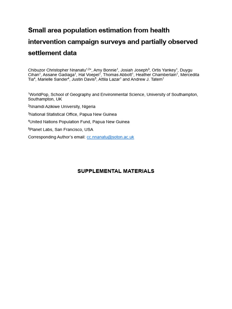 Supplemental-Small Area Pop Estimates | PDF | Spatial Analysis | Variance