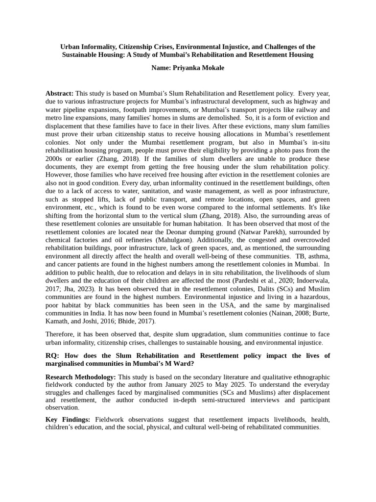 Urban Informality | PDF | Slum | Natural Environment