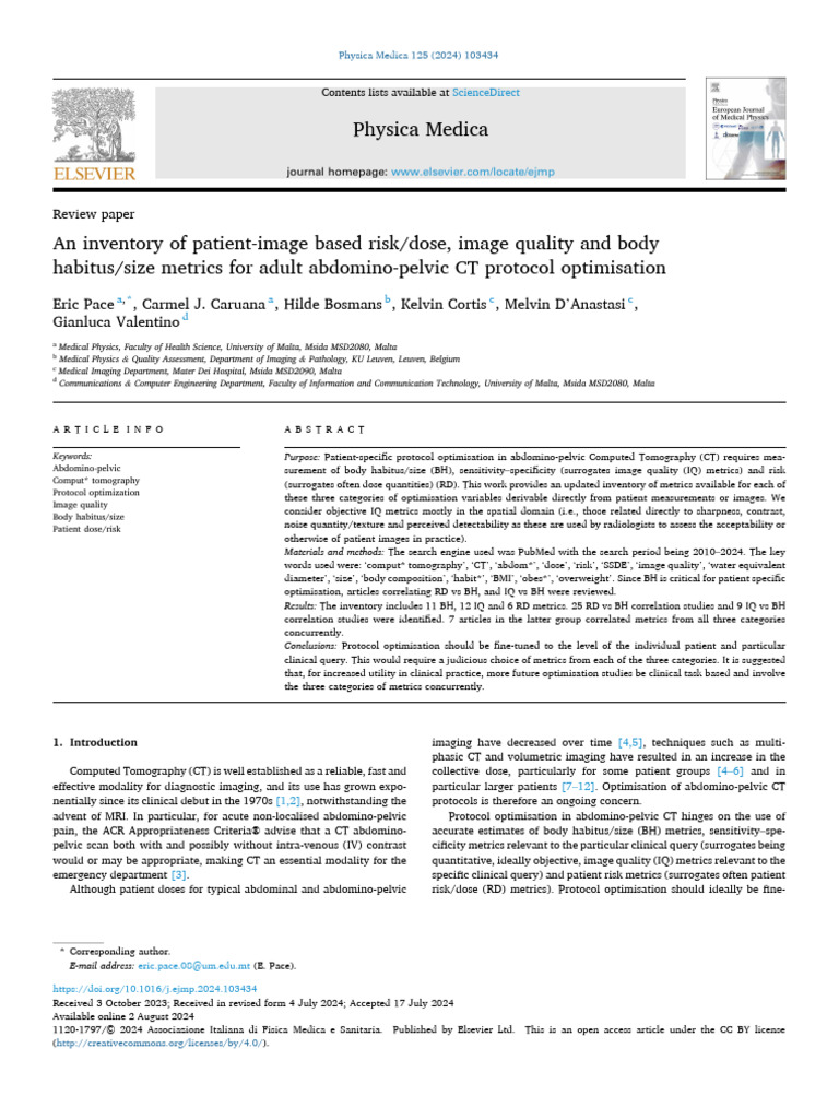 An Inventory of Patient-Image Based Risk Dose-Image Quality and Body ...