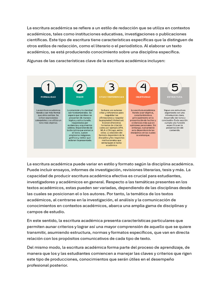 Características de la escritura académica | PDF