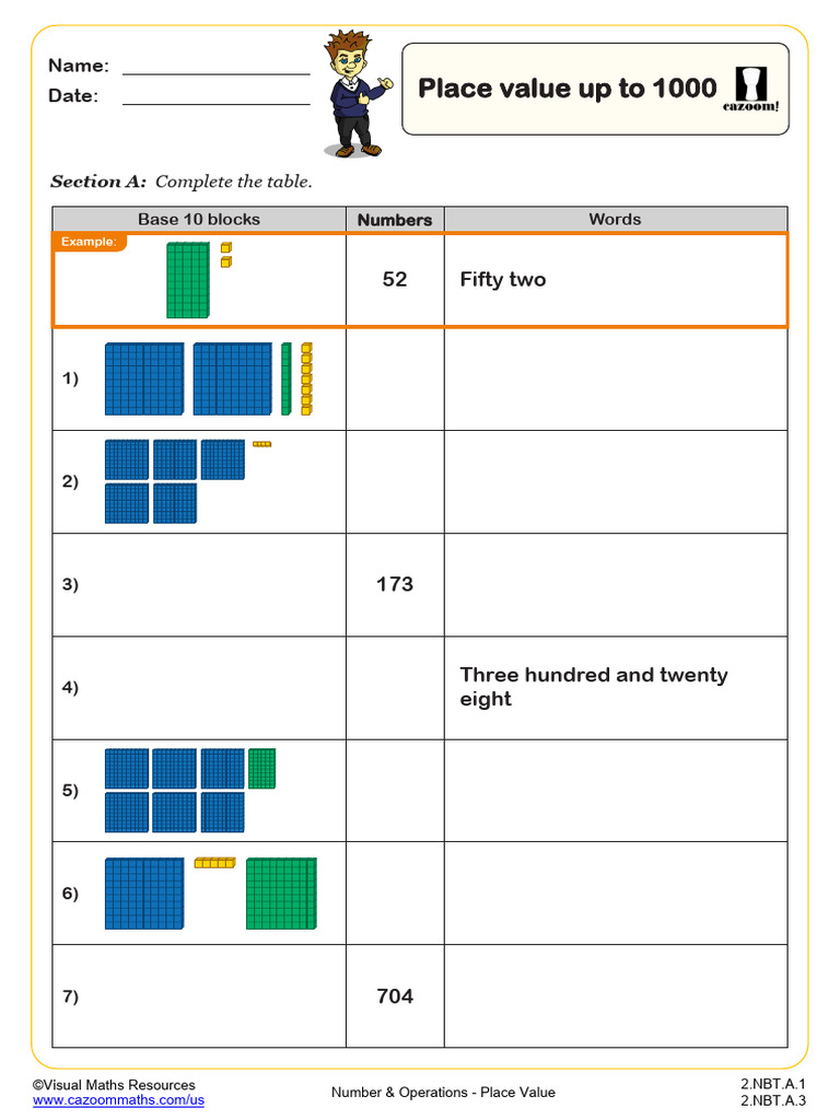 Cazoom Math. Place Value. Place Value Up To 1000 | PDF