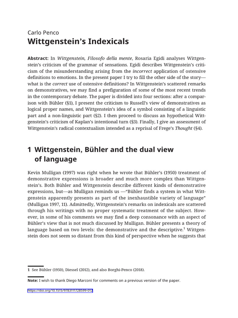 Wittgenstein's Use of Ostensive Definitions | PDF | Intention | Definition