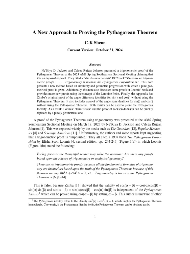 New Geometric Proof of Pythagorean Theorem | PDF | Euclid | Trigonometry