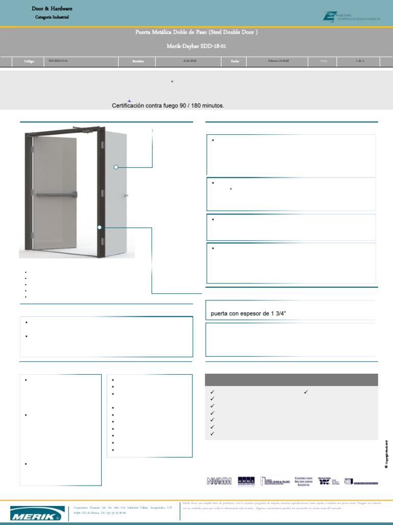 Puerta Metálica Doble Merik-Daybar SDD-18-01 | PDF | Materiales ...