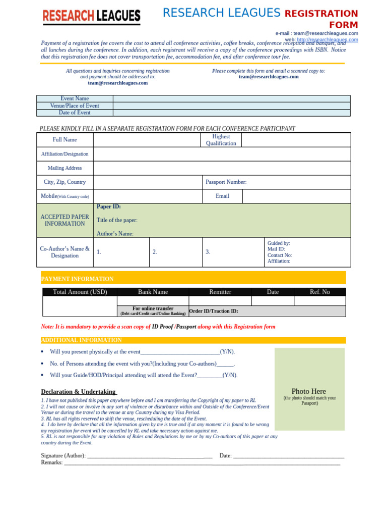 Presenter Registration Form | PDF