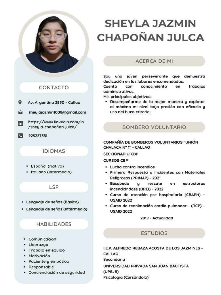 c.v. Sheyla Chapoñan Julca - Dia | PDF