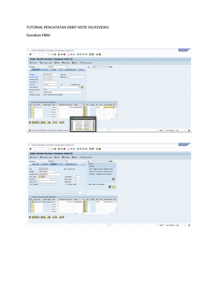 Tutorial Pencatatan Debit Note Ogj92ve001 | PDF