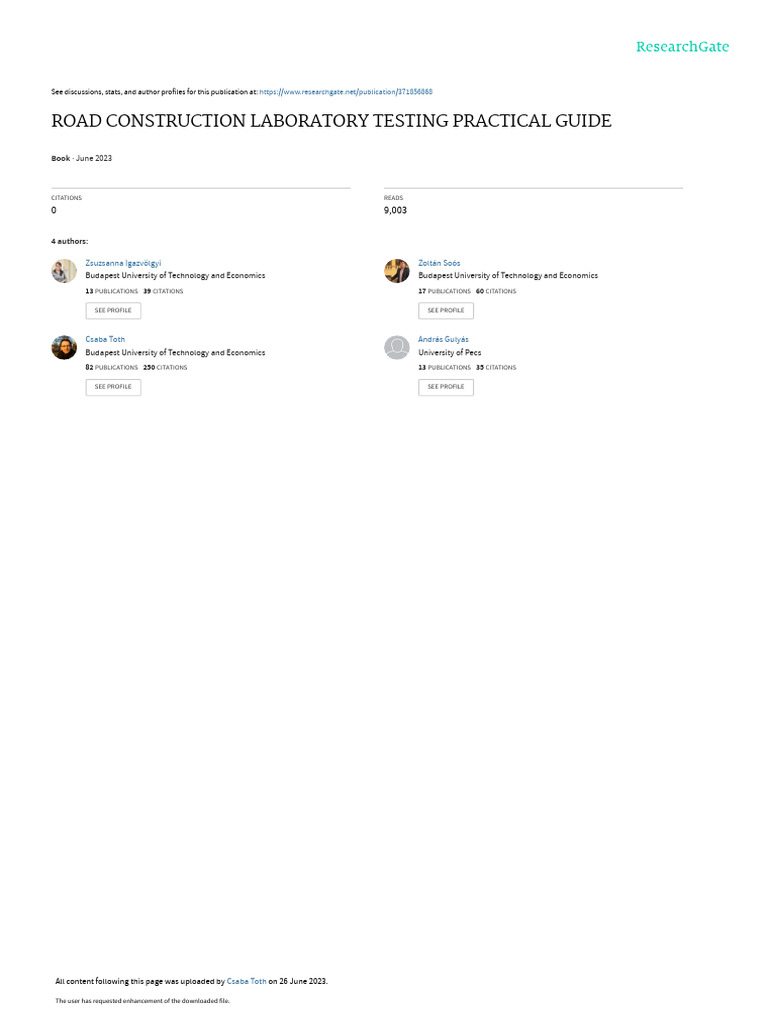 Road Construction LaboratoryBSc | PDF | Road Surface | Concrete