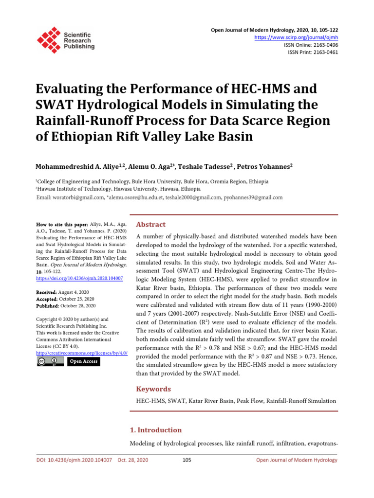 Evaluating The Performance of HEC HMS An | PDF | Drainage Basin | Hydrology