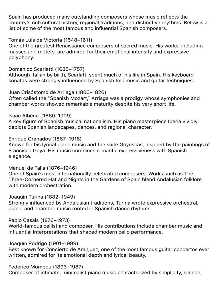 Spanish Composers | PDF