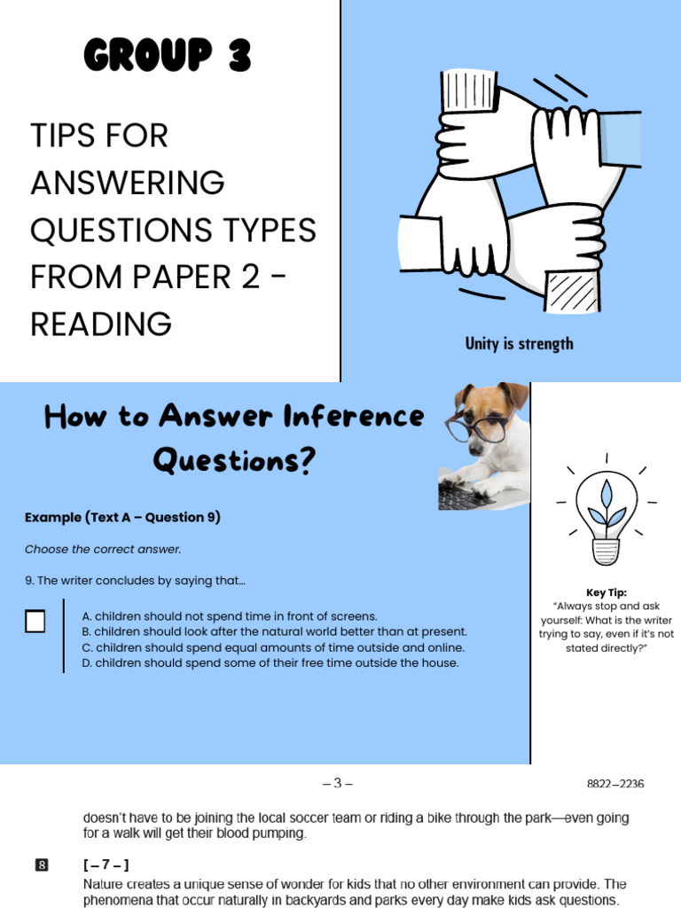 TIPS FOR PAPER 2. Ib Exam of English B Section Reading | PDF | Inference