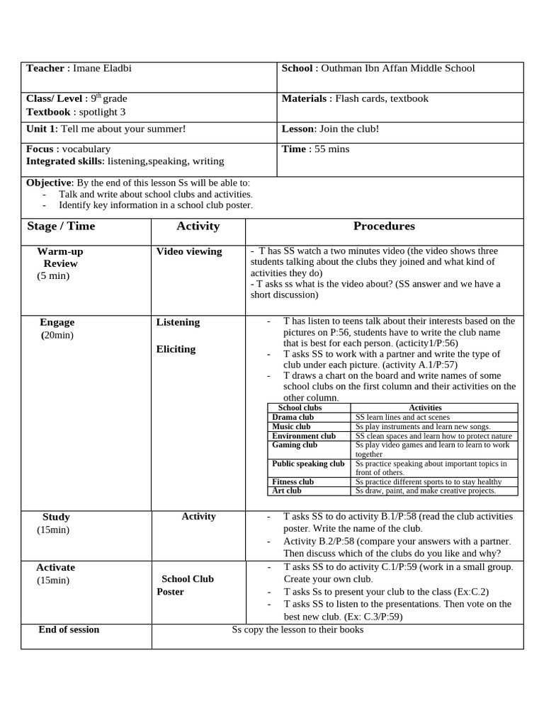 Join the club 9thG | PDF | Learning